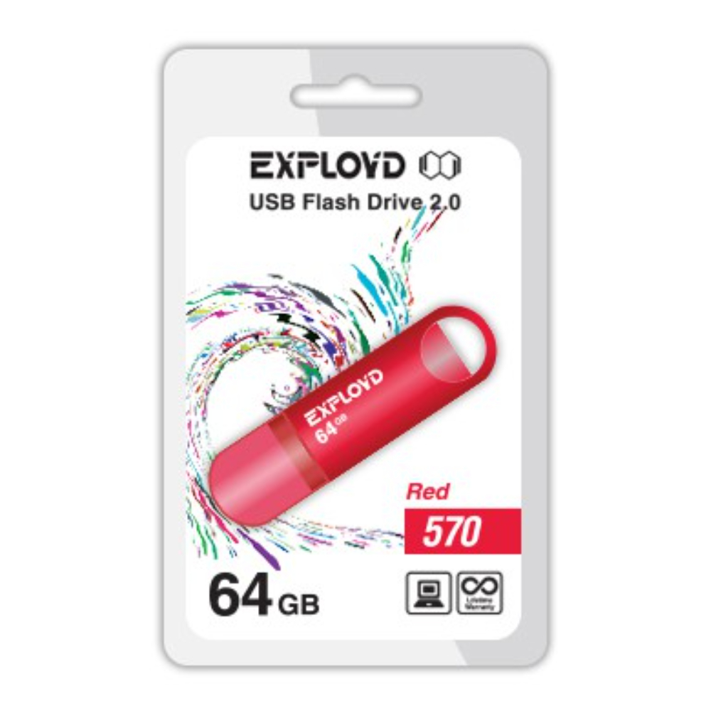 Карта памяти Exployd USB 64Гб EX-64GB-570 EX-64GB-570 Red