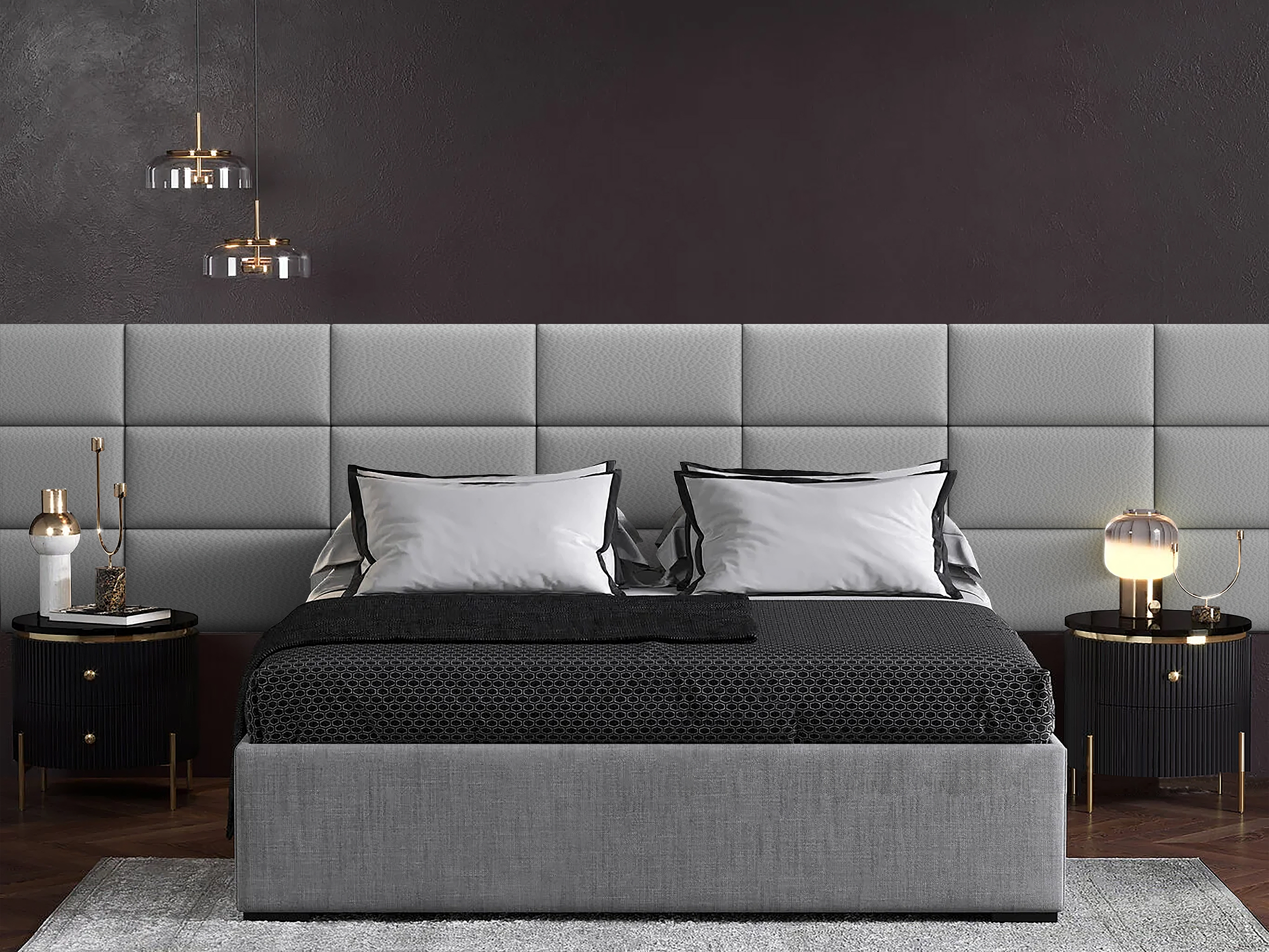 Панель кровати Eco Leather Grey 30х60 см 2 шт.