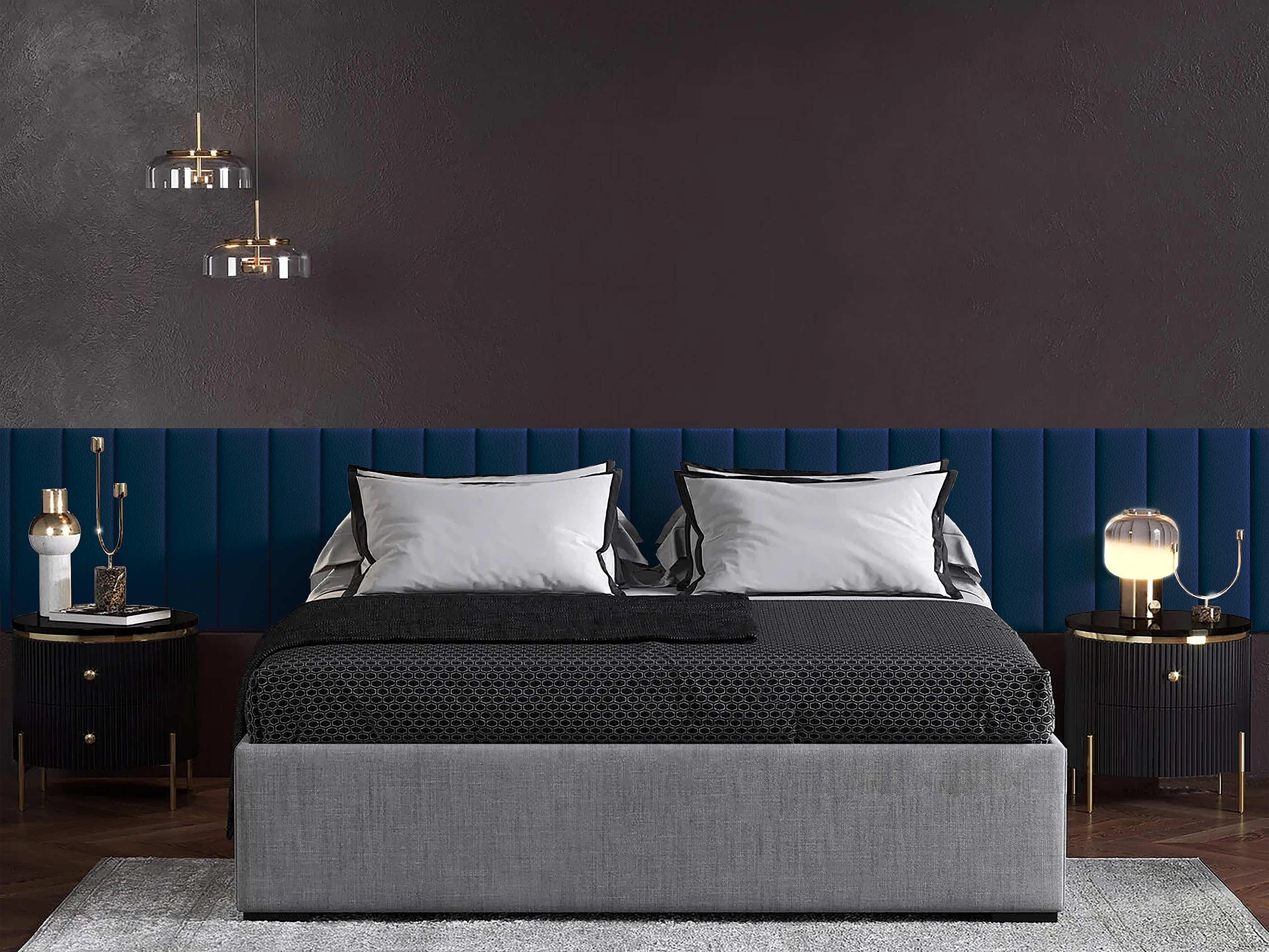 Панель кровати Eco Leather Blue 15х60 см 4 шт.