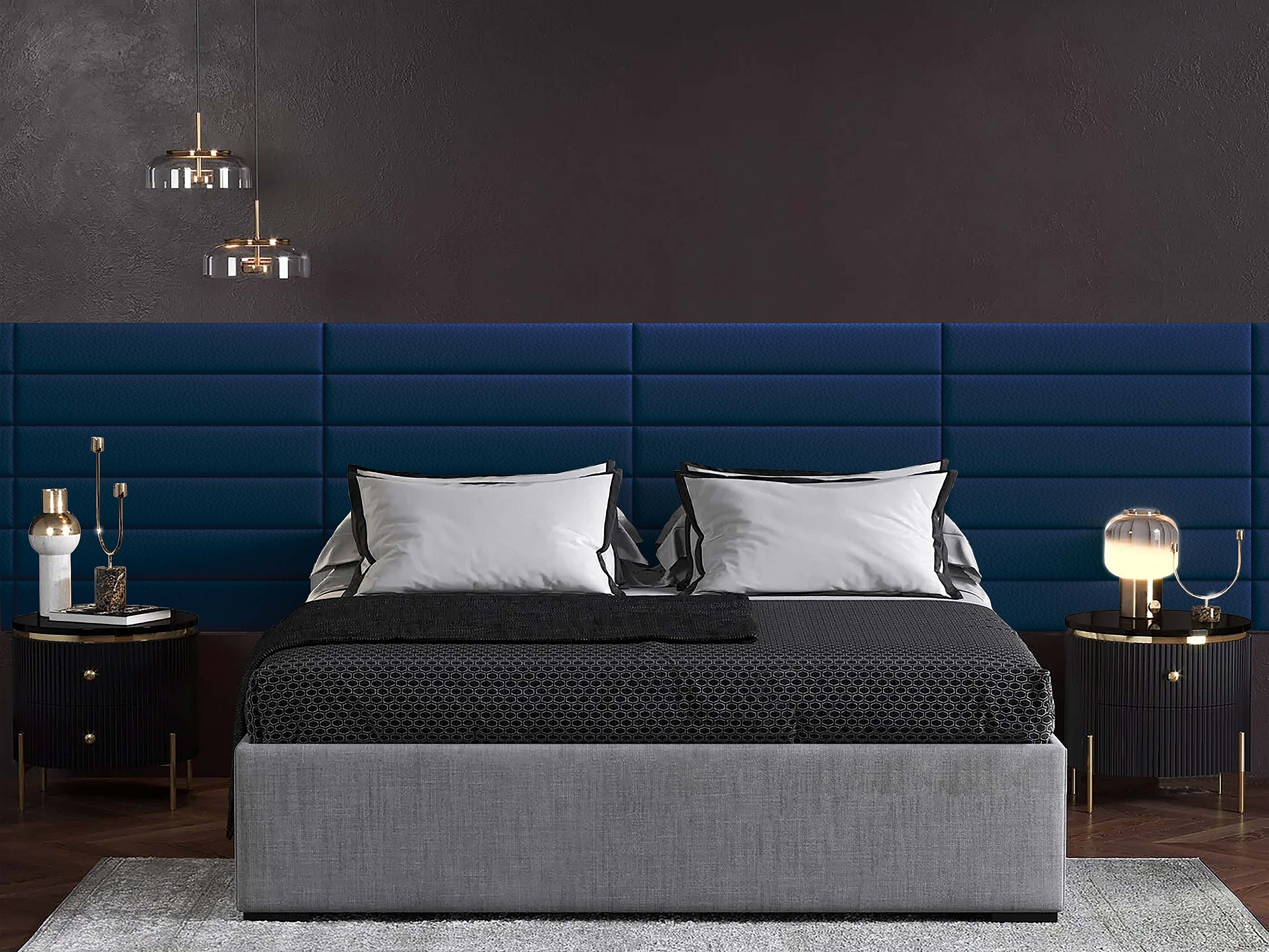 Панель кровати Eco Leather Blue 15х90 см 4 шт.