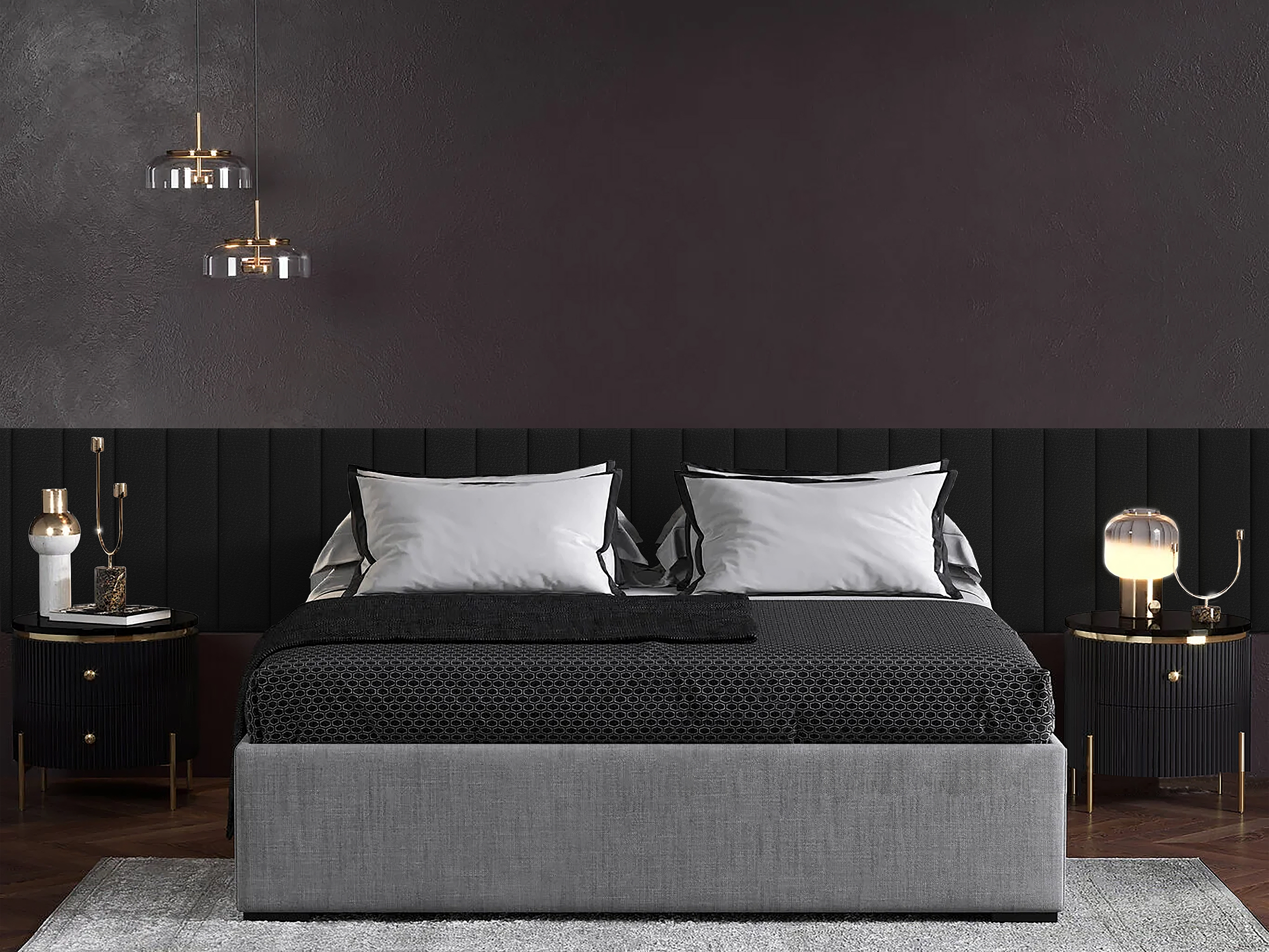 Панель кровати Eco Leather Black 15х60 см 4 шт.