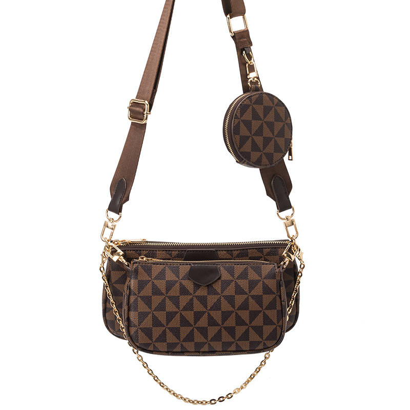 Комплект (косметичка+кошелек+сумка) женский M01232712-13 коричневый