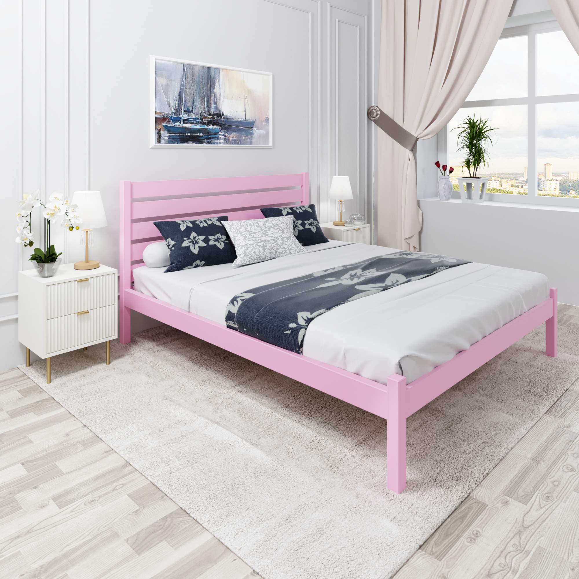 Кровать Solarius Классика 190х160, розовый