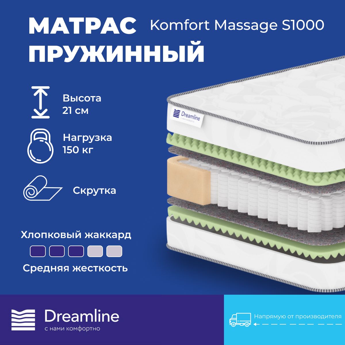 Матрас Dreamline Komfort Massage S1000 90x190 см