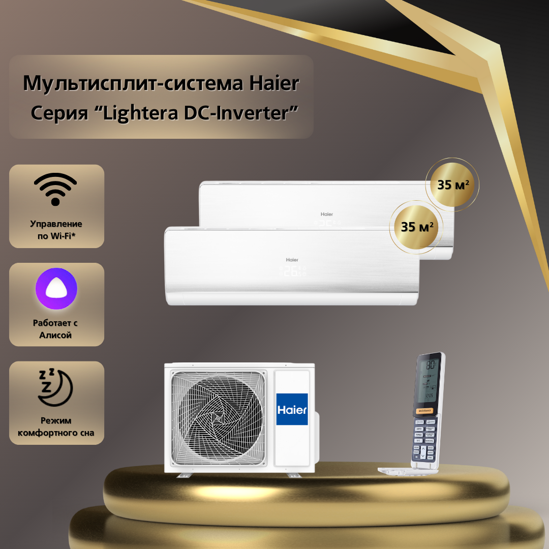 Мульти сплит-система Haier 2 х AS12NS6ERA-W / 2U50S2SM1FA-3 + Wi-Fi модуль ESP32