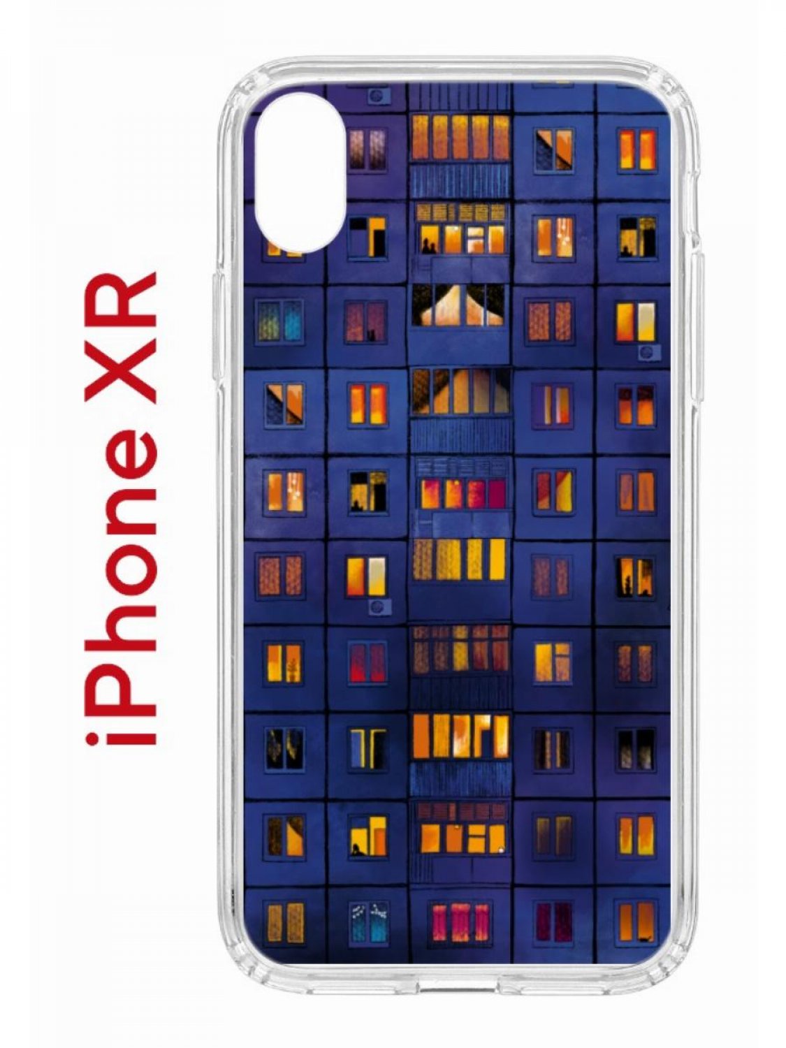 Чехол на iPhone XR с принтом Kruche Print Ночные окна, бампер с защитой камеры