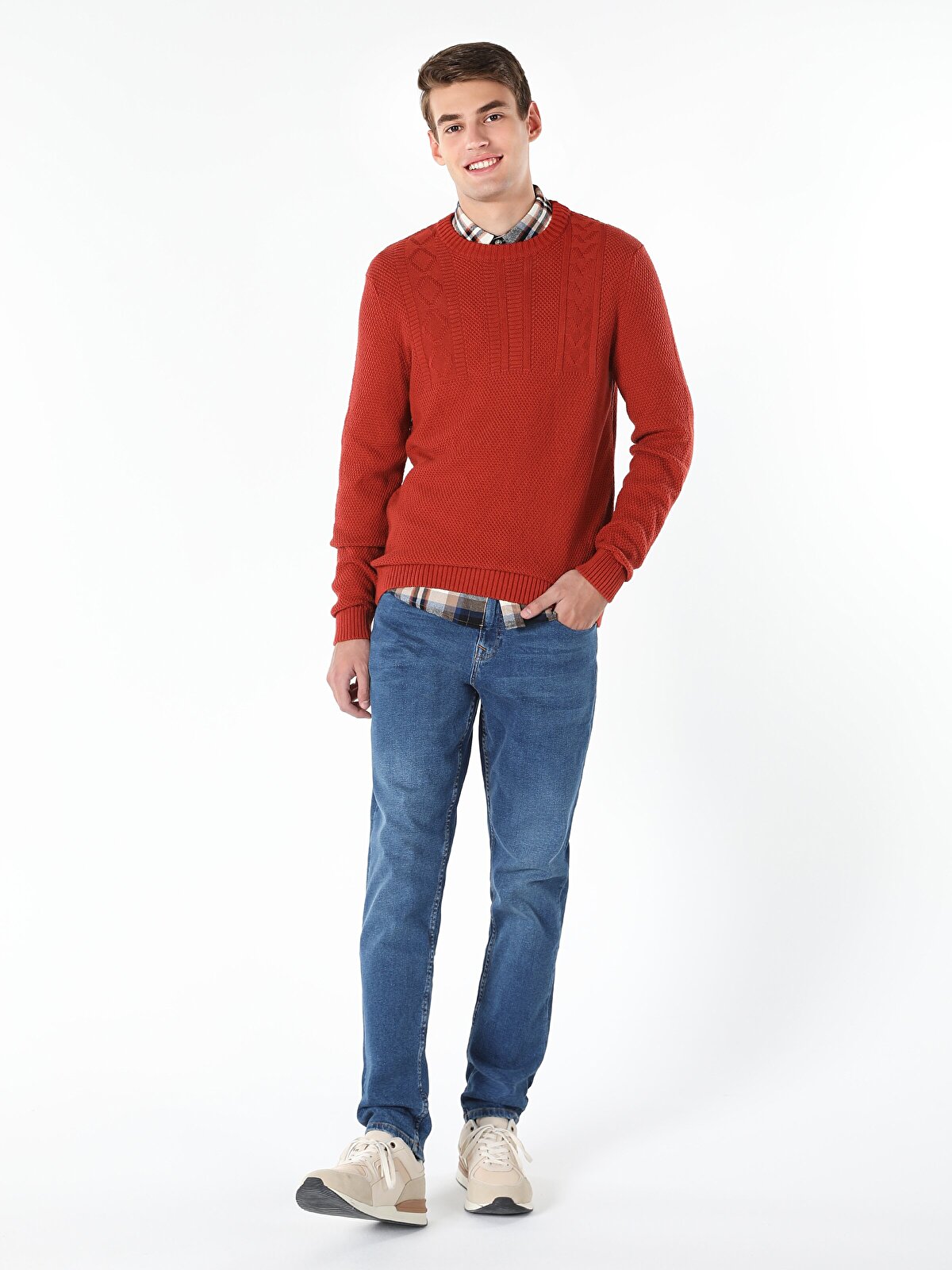 Джемпер мужской Colin's CL1061063_Q1.V1_COR коричневый L