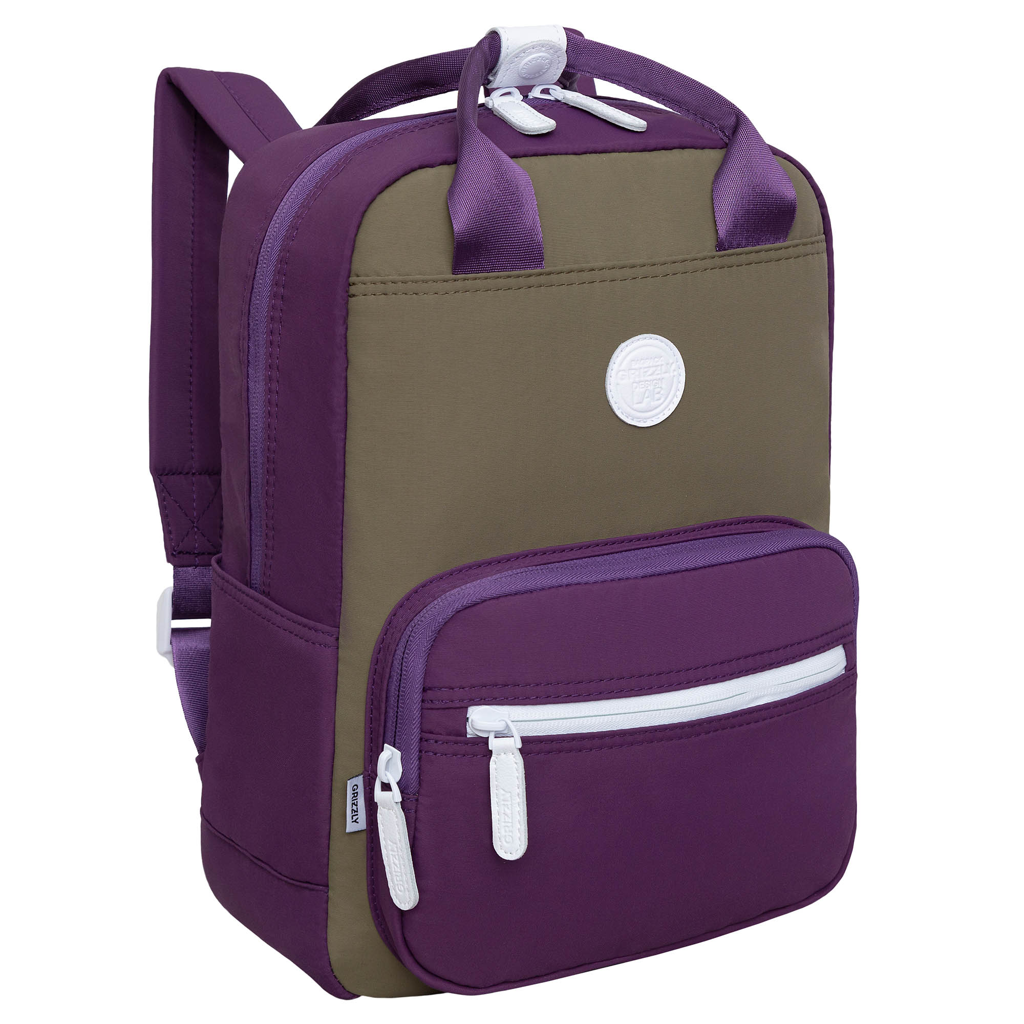Рюкзак женский Grizzly RXL-326-3, фиолетовый - хаки