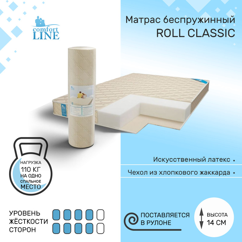 Матрас беспружинный Comfort Line Roll Classic 70х200, высота 14 см