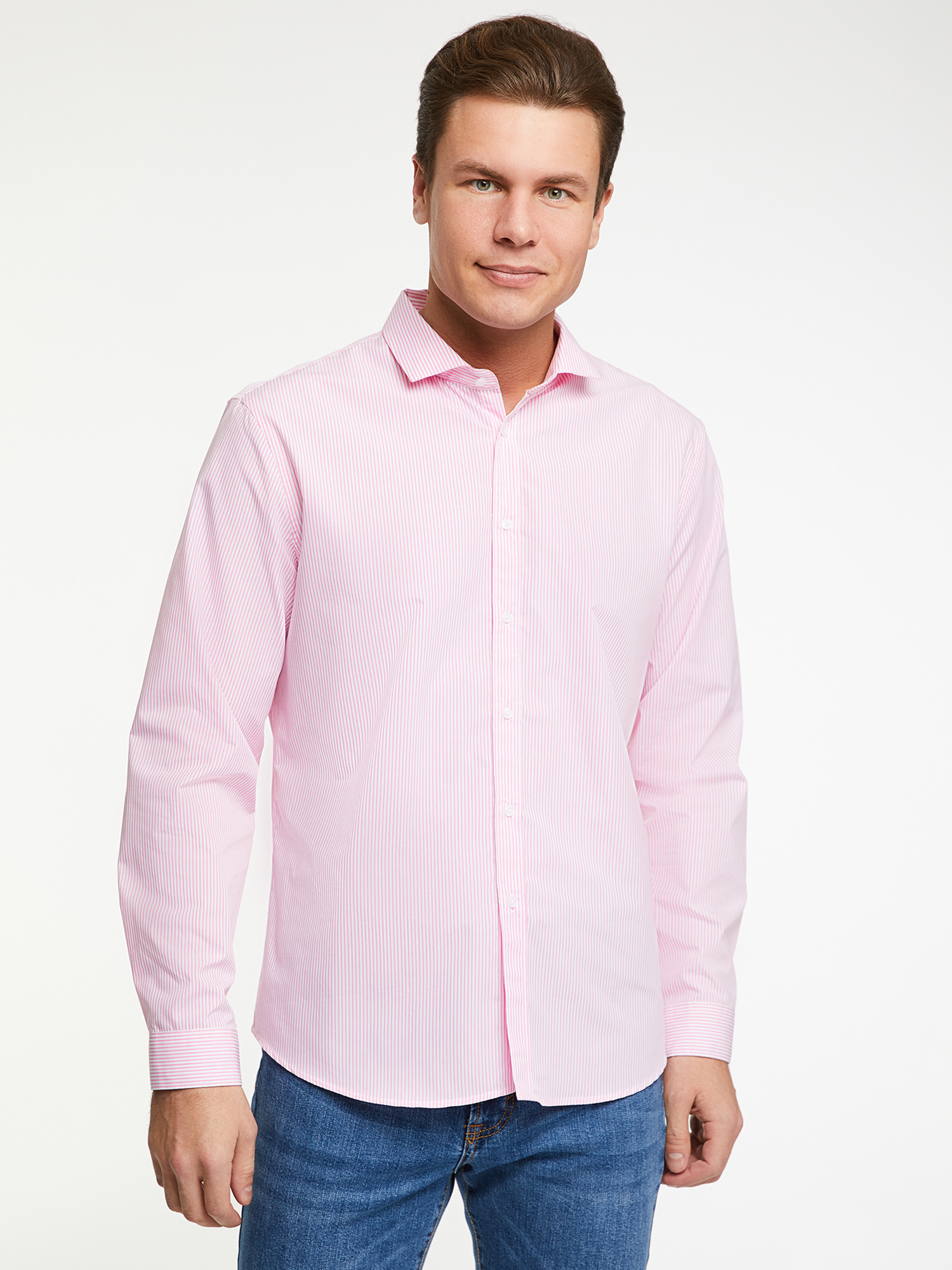 Рубашка мужская 3B110034M-2 oodji розовая S