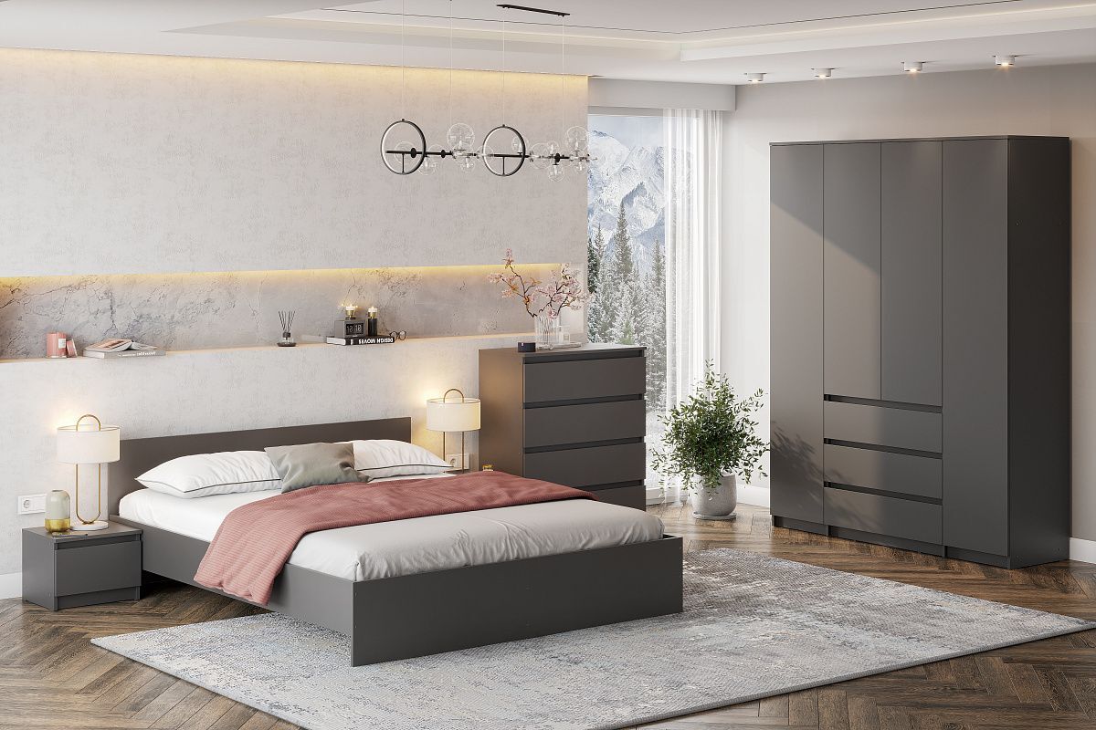 Комплект мебели для спальни Денвер графит серый