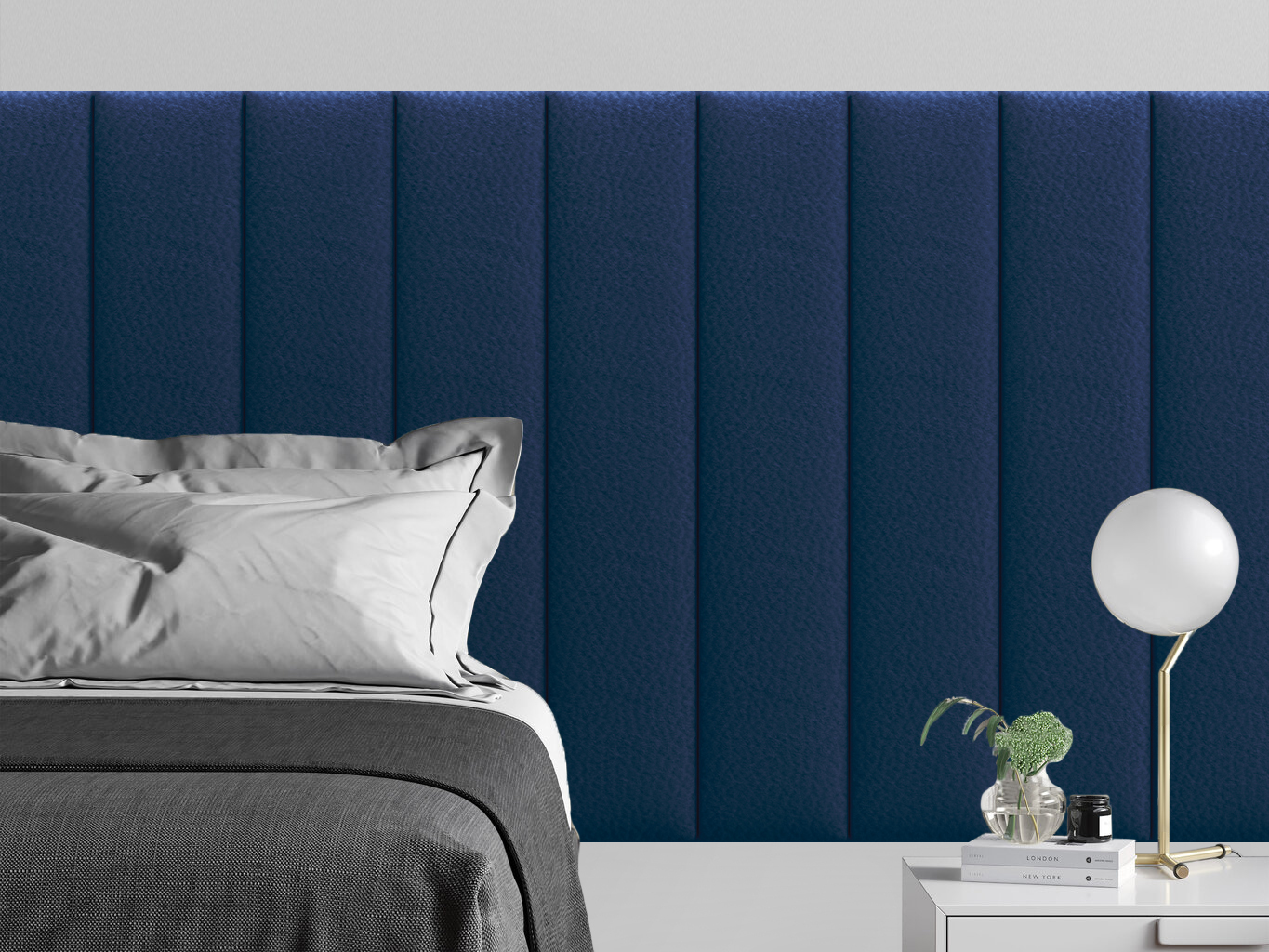 Мягкое изголовье кровати Eco Leather Blue 20х100 см 4 шт.