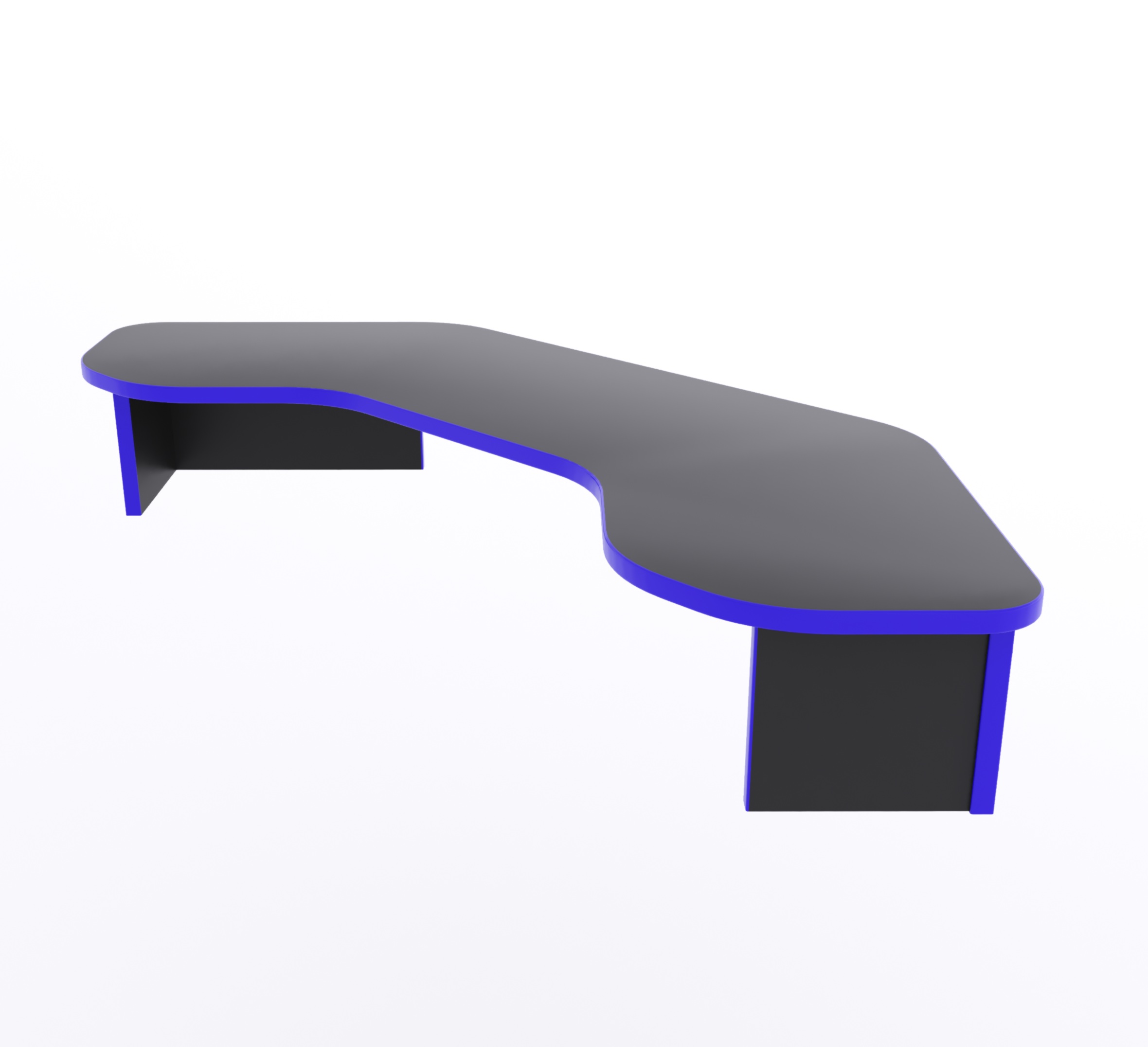 Полка для монитора для углового стола Stalkermebel, 140 см, черная с синей кромкой