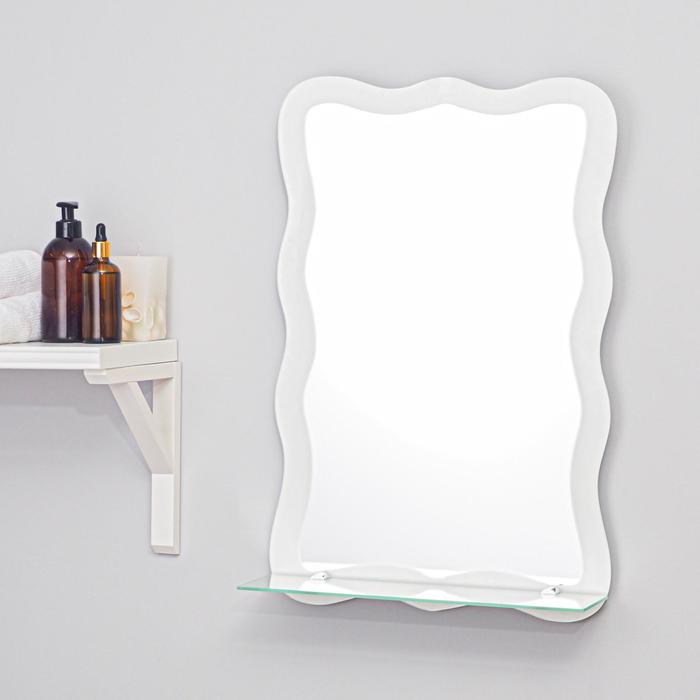 Зеркало «Облако», с пескоструйной графикой, настенное, с полочкой, 40,5x60 см