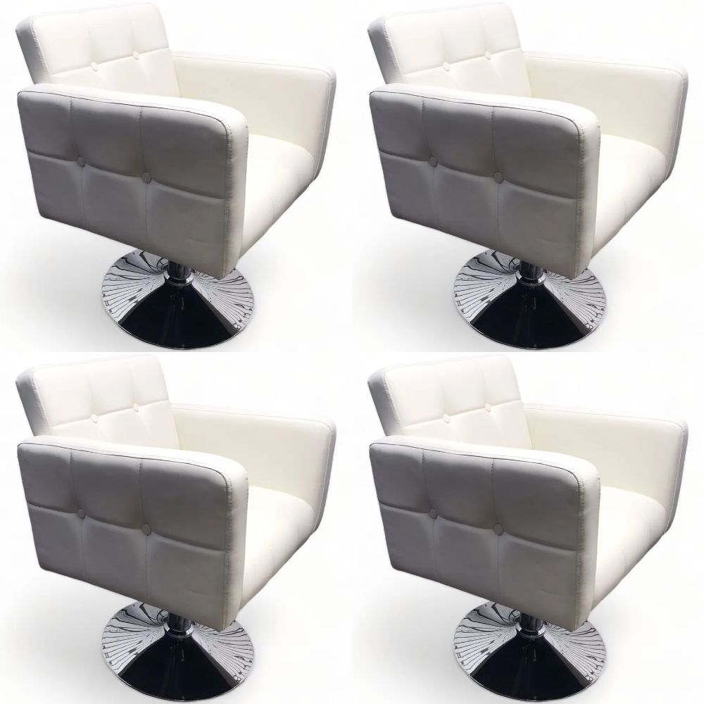 Парикмахерское кресло Аврора, Белый, диск, 4 кресла