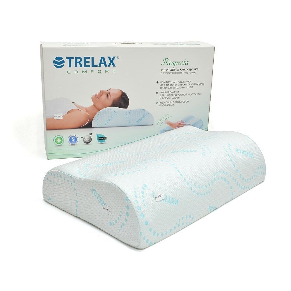 Ортопедическая подушка для сна с эффектом памяти TRELAX RESPECTA 60x38