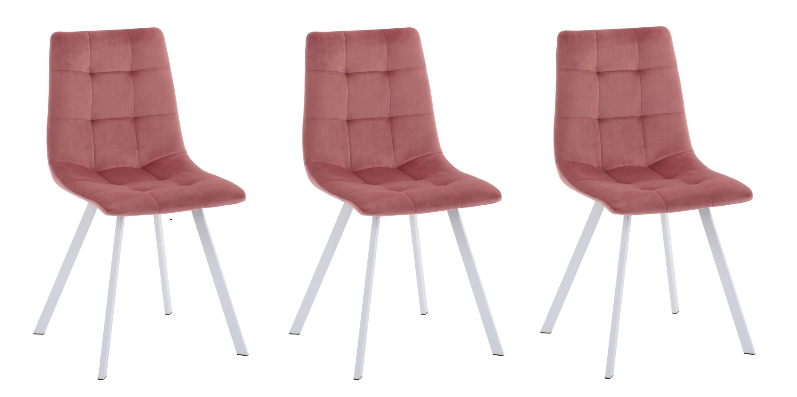 Комплект стульев Терминал MIA велюр коричневый нюд, опоры белые, 3 шт.