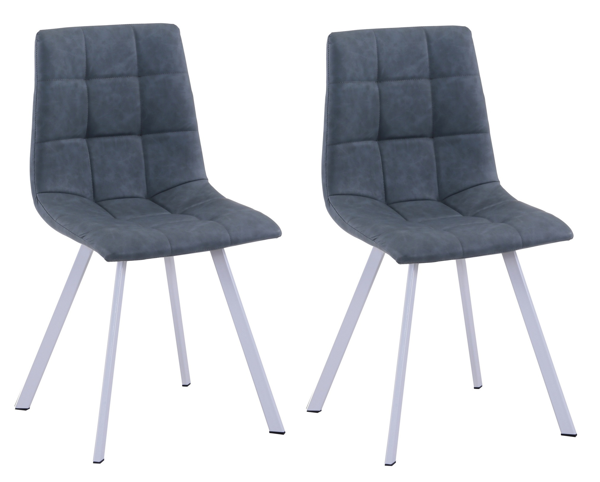 Комплект стульев Терминал MIA экокожа винтажный синий, опоры белые, 2 шт.
