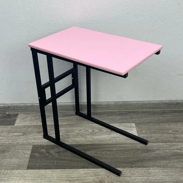 Стол прикроватный Solarius Loft металл-дерево 55x35x60, розовый с черными ножками