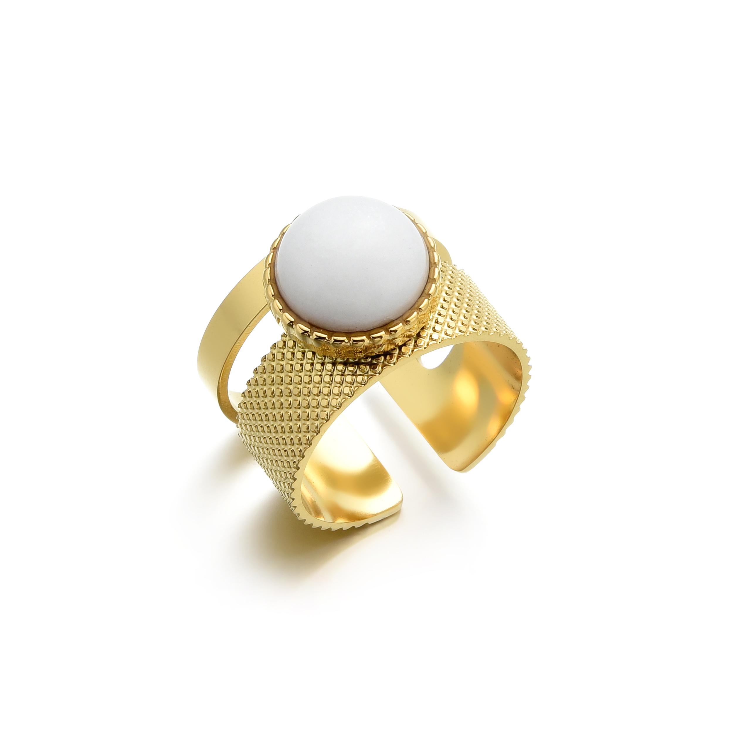 Кольцо женское CONNIE.steel CR0330035W, желто-белое