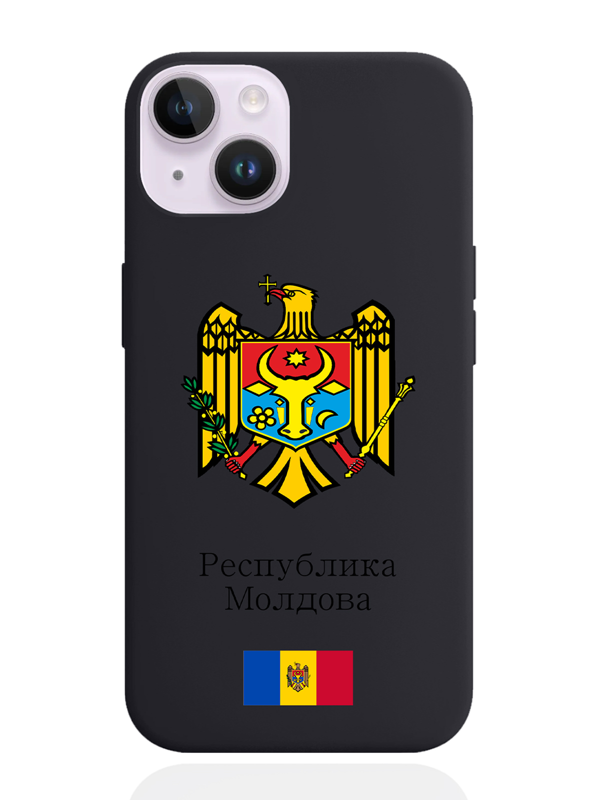 Чехол SignumCase для iPhone 14 Герб Республики Молдова/Герб Молдавиичерный