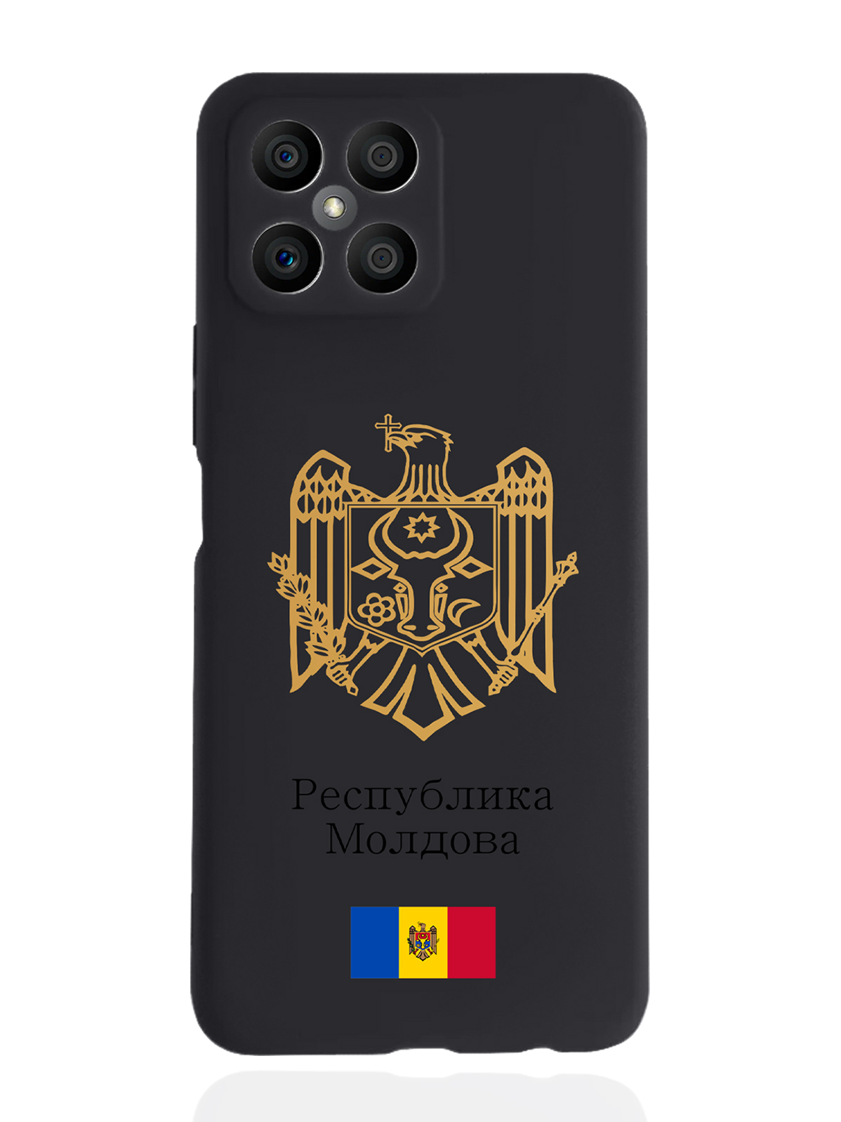 Чехол SignumCase для Honor X8 Золотой Герб Республики Молдова/Герб Молдавии черный