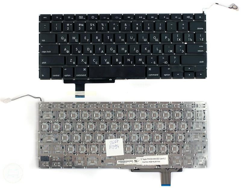 Клавиатура для ноутбука Macbook A1297 черная, плоский Enter