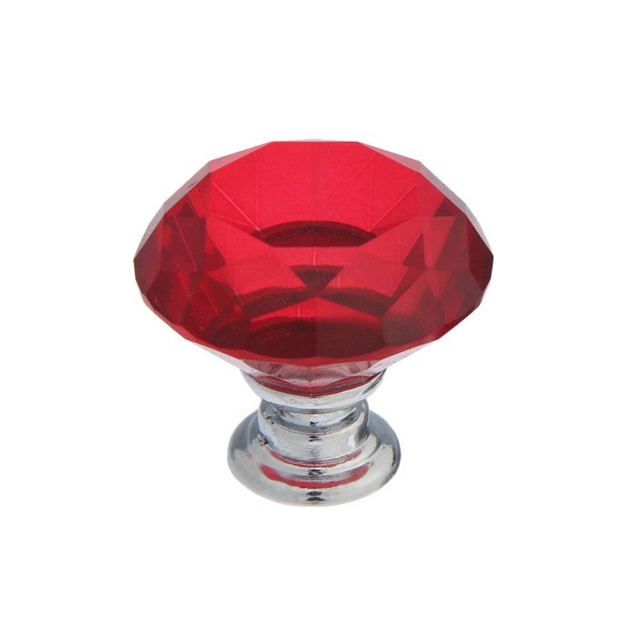 Ручка кнопка CAPPIO, цвет красный "Алмаз", стеклянная, d=30 мм
