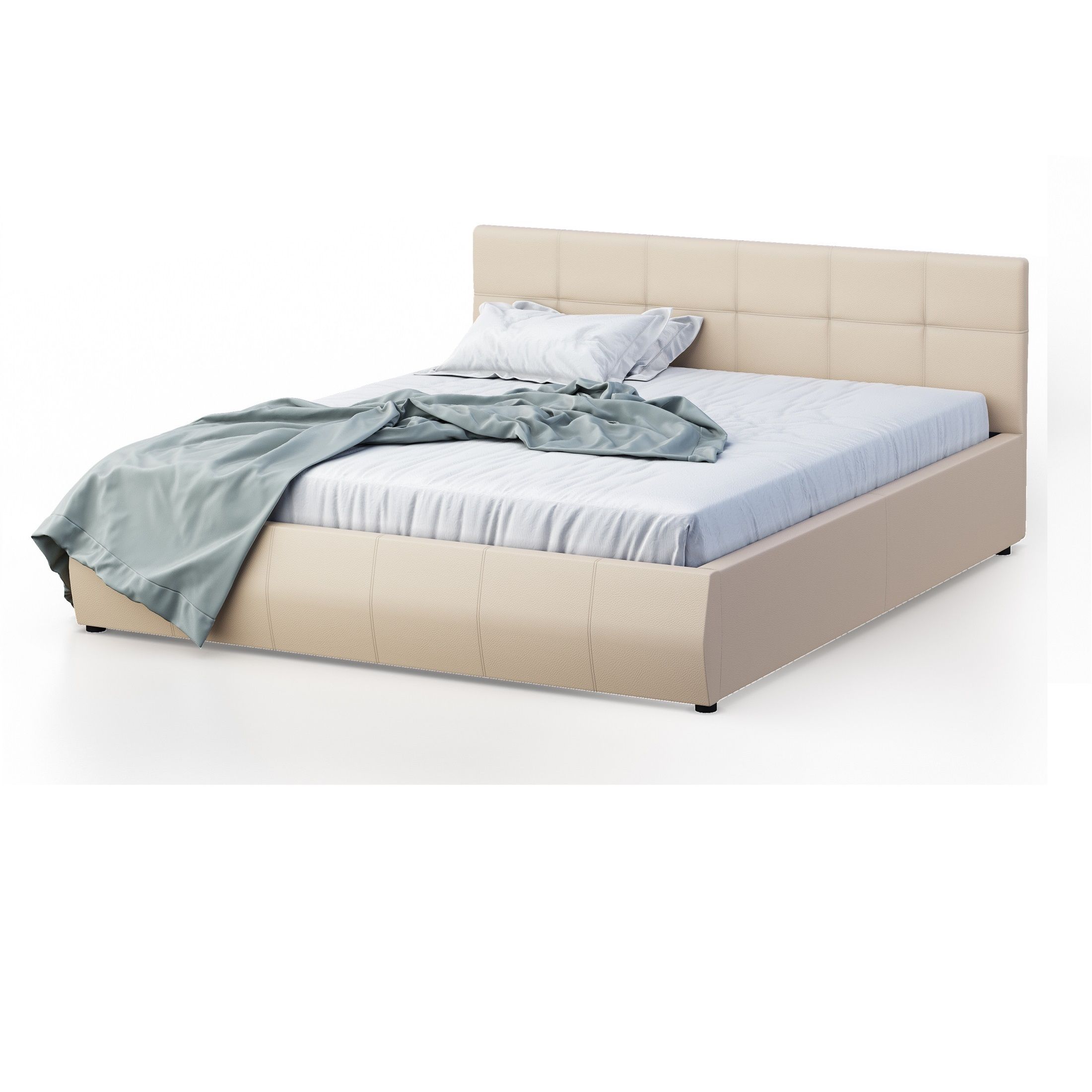 Двуспальная кровать Венера-1 160х190, GALAXY, бежевый эко кожа