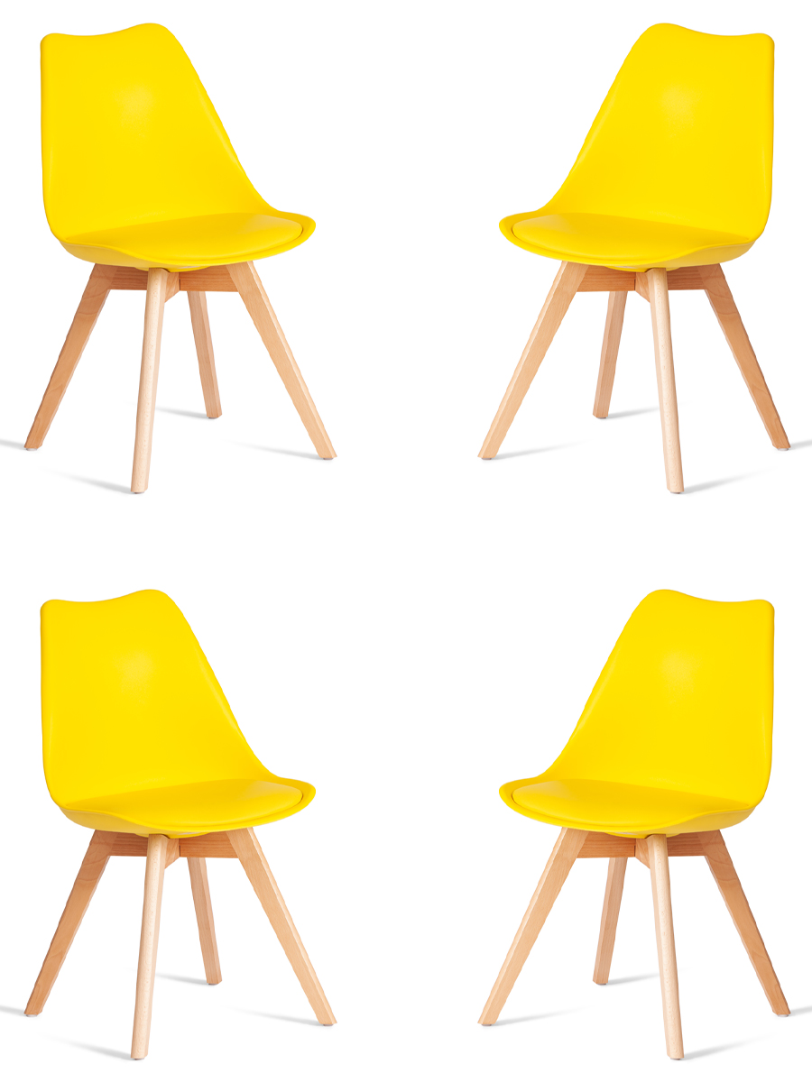 Комплект стульев для кухни TetChair TULIP, 4шт. дерево, пластик, экокожа, желтый