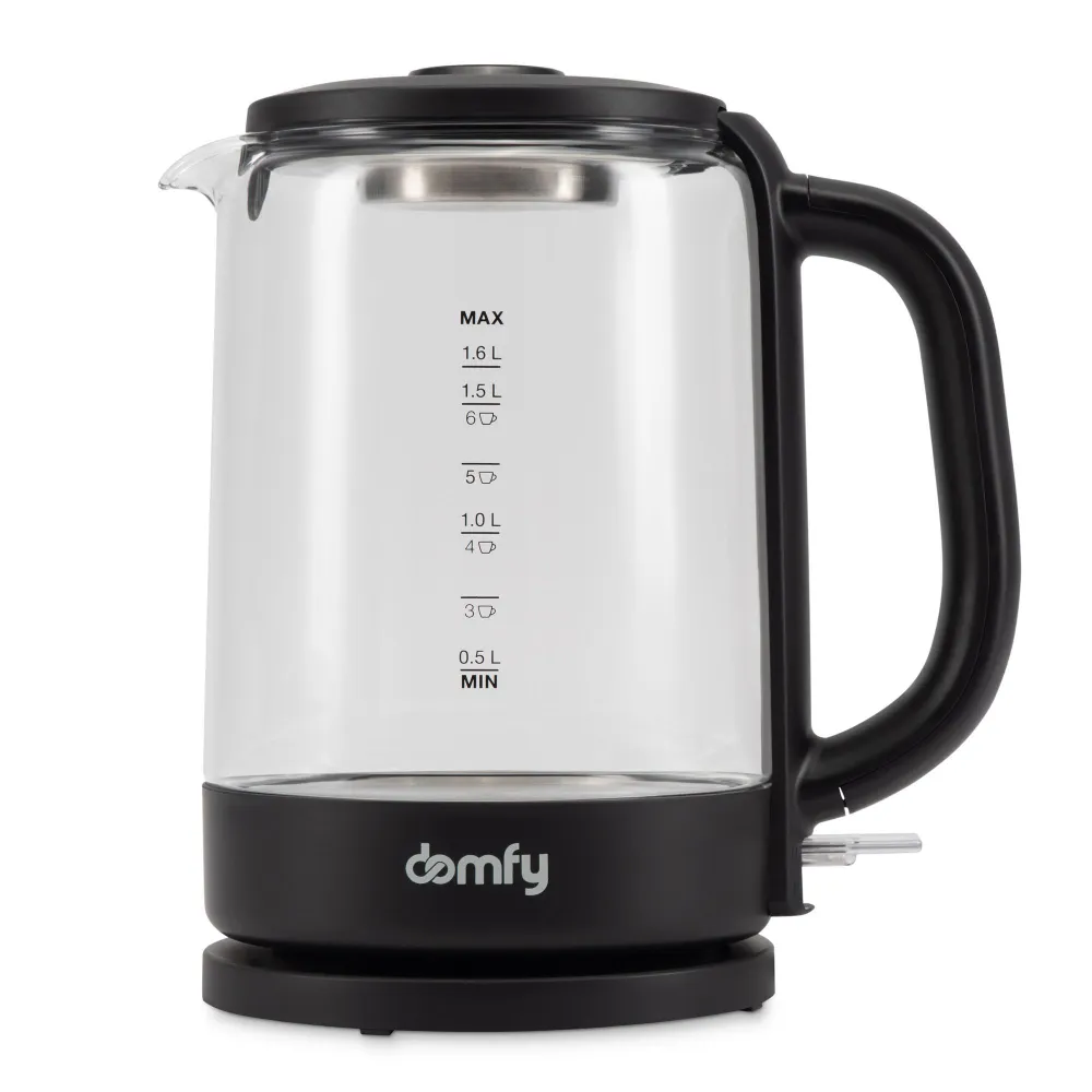Чайник электрический DOMFY DSB-EK304 1.6 л черный, прозрачный