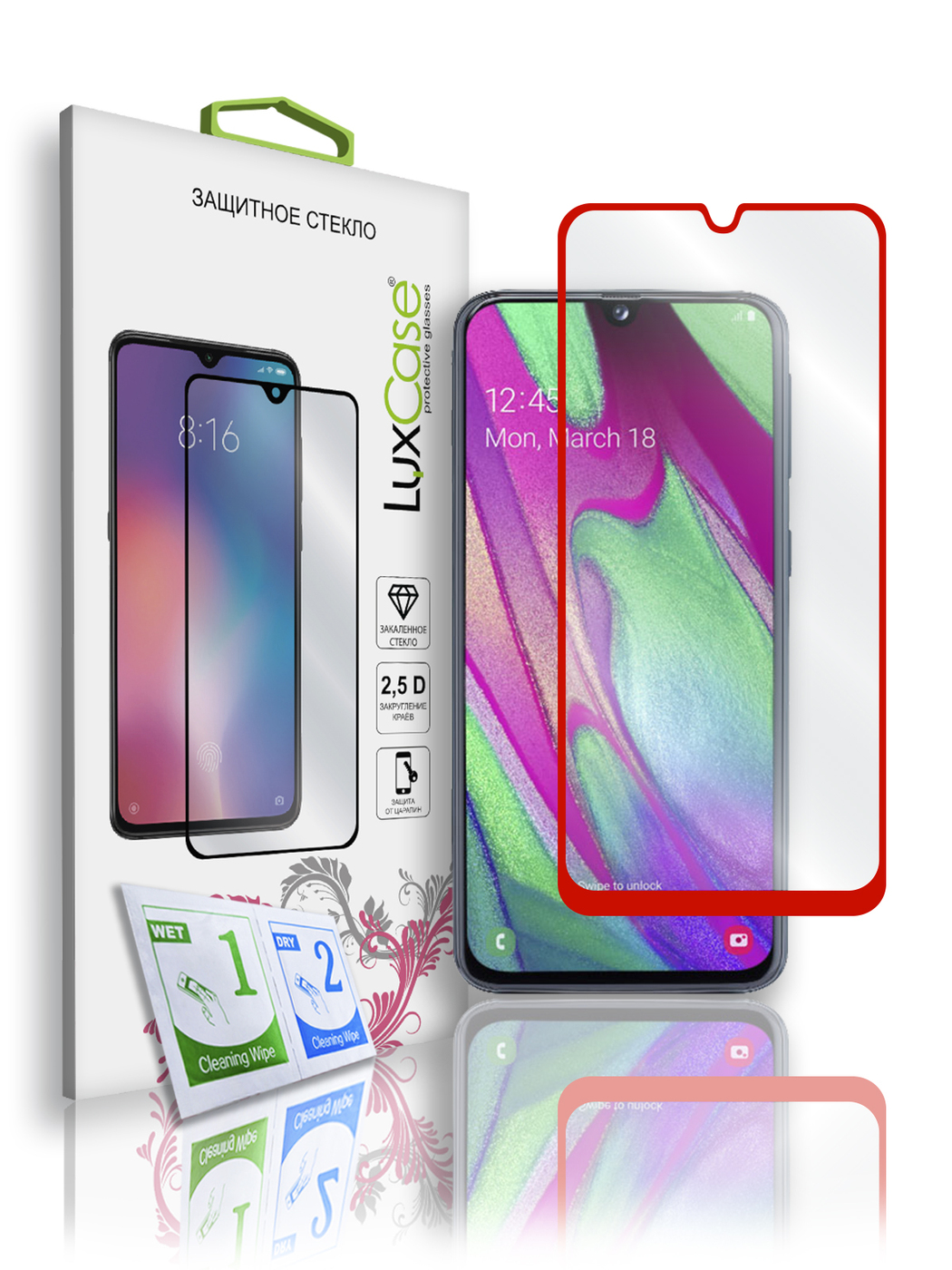 Защитное стекло LuxCase для Samsung Galaxy A40 (2019), 2,5D, полноклеевое, 78091