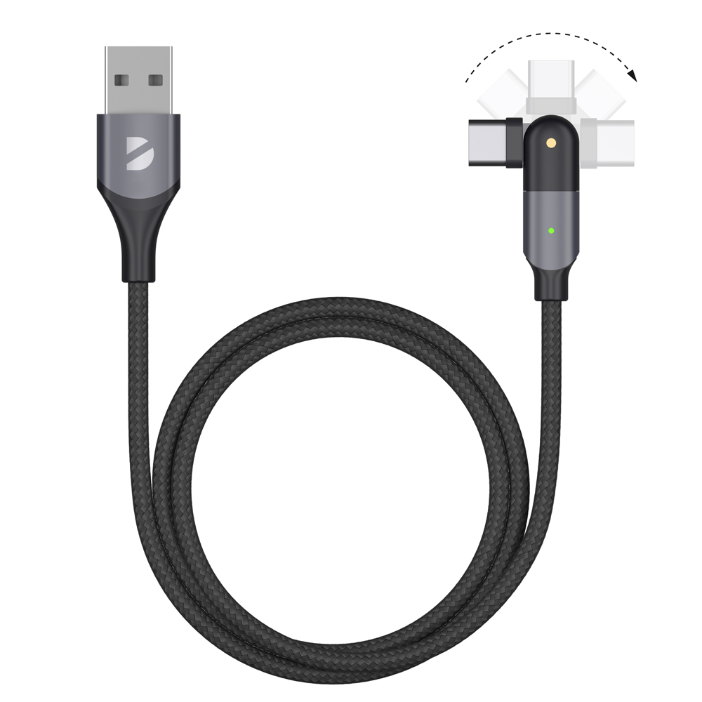 Кабель Deppa  USB-A - USB С, поворотный, 180? черный/72325
