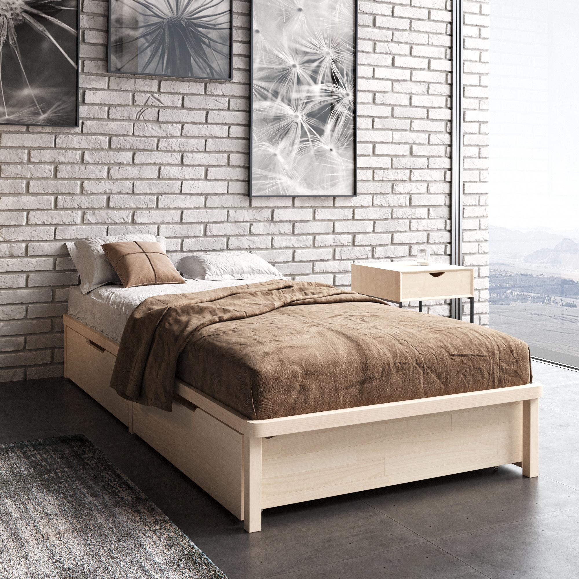 Кровать односпальная деревянная Hansales140x200 см из массива берёзы Light Sleep