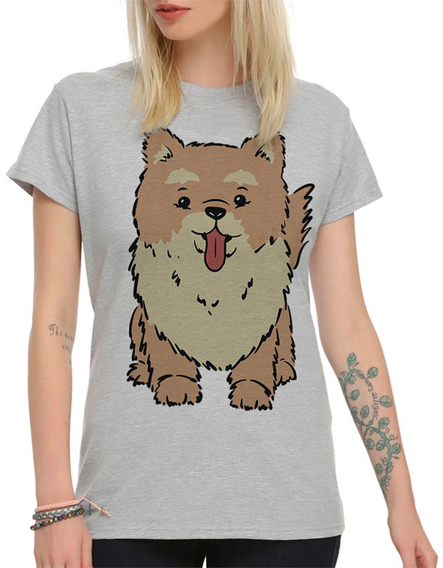 Футболка женская DreamShirts Studio Померанский шпиц / Собака / с собакой серая L