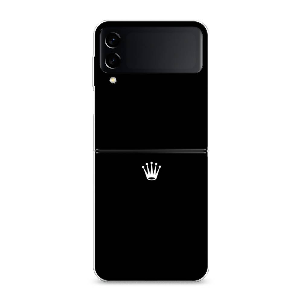 Чехол Awog на Samsung Galaxy Z Flip 3 / Самсунг Z Flip 3 "Белая корона на черном фоне"