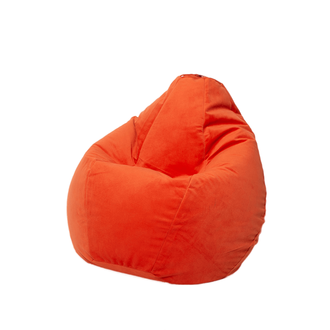Кресло мешок WowPuff ГРУША средняя велюр 120 см, оранжевый