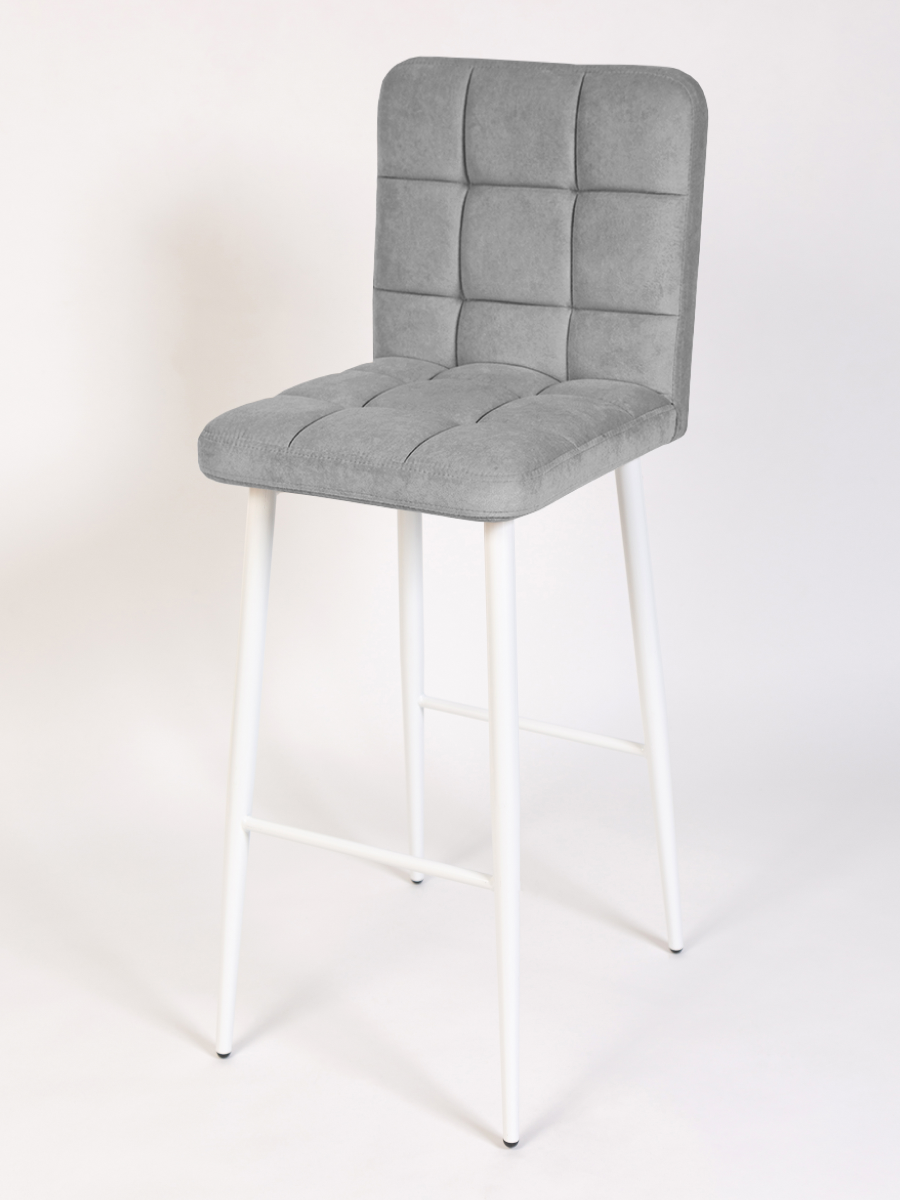 Барный стул Ирис, ноги белый металл, светло-серый