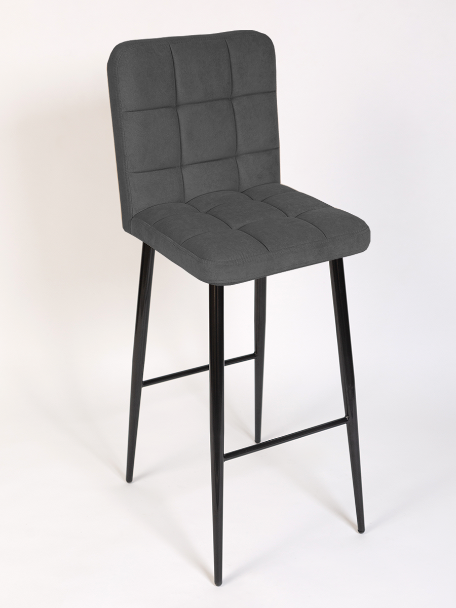 Барный стул Ирис, ноги черный металл, темно-серый