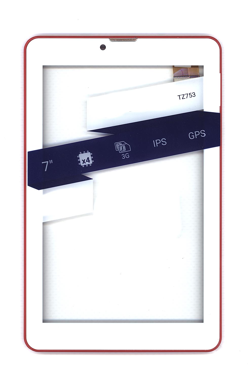 Сенсорное стекло (тачскрин) для Irbis TZ753 красное с рамкой