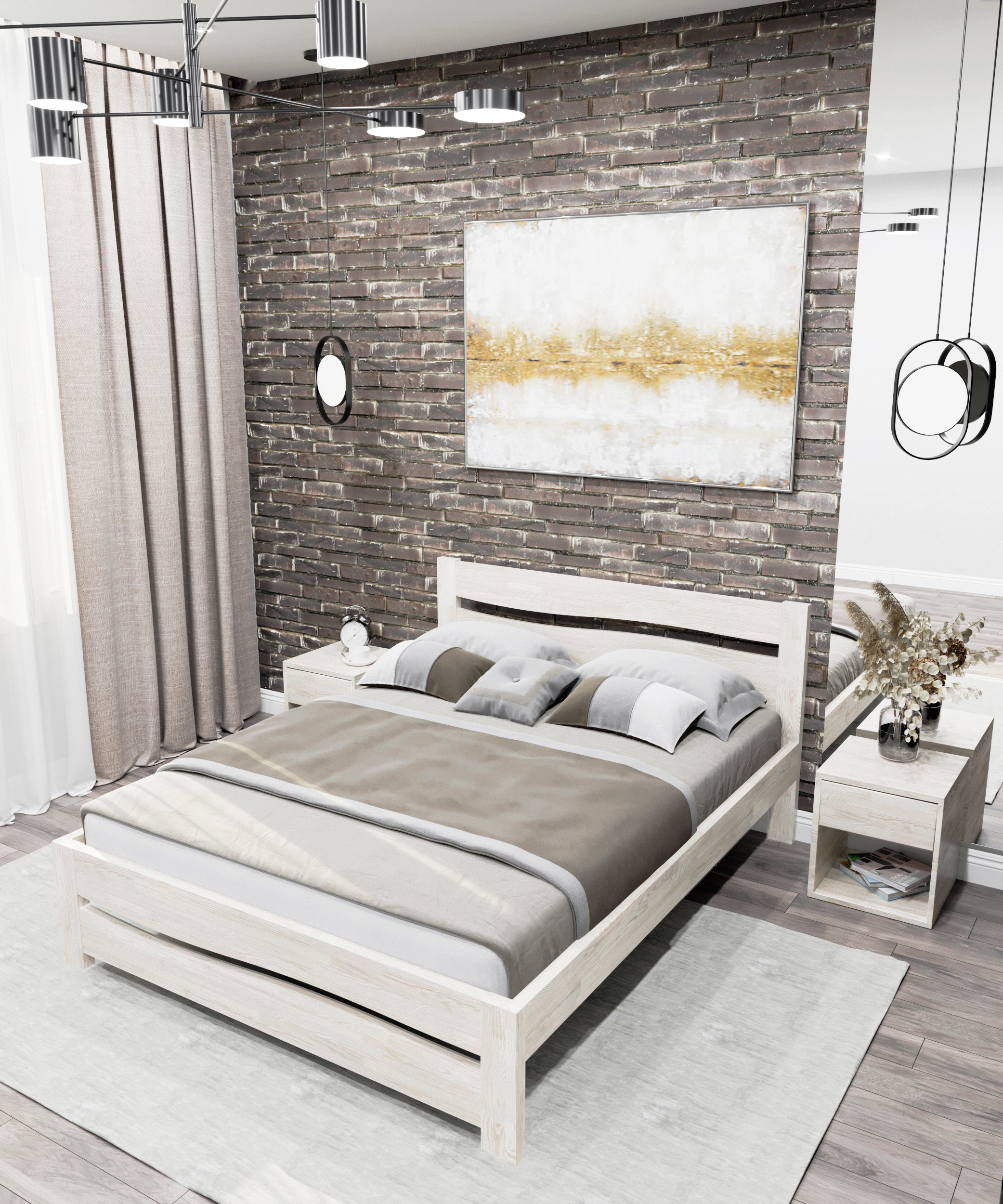 Кровать МиДа Трейд Дарья 90х180 из массива сосны, без покрытия, отшлифованная
