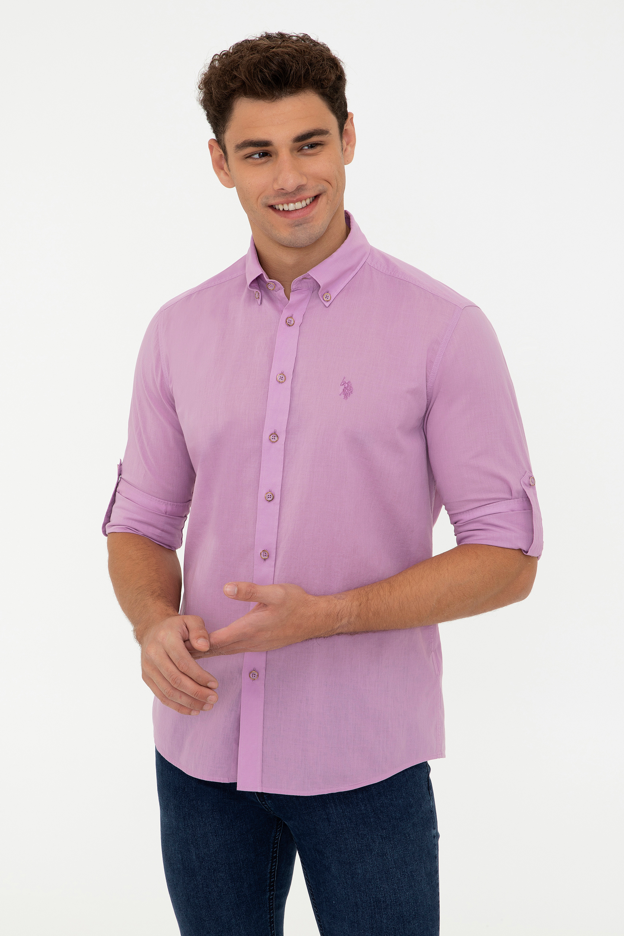 Рубашка мужская U.S. POLO Assn. G081SZ0040RC-CRUDE-R фиолетовая M
