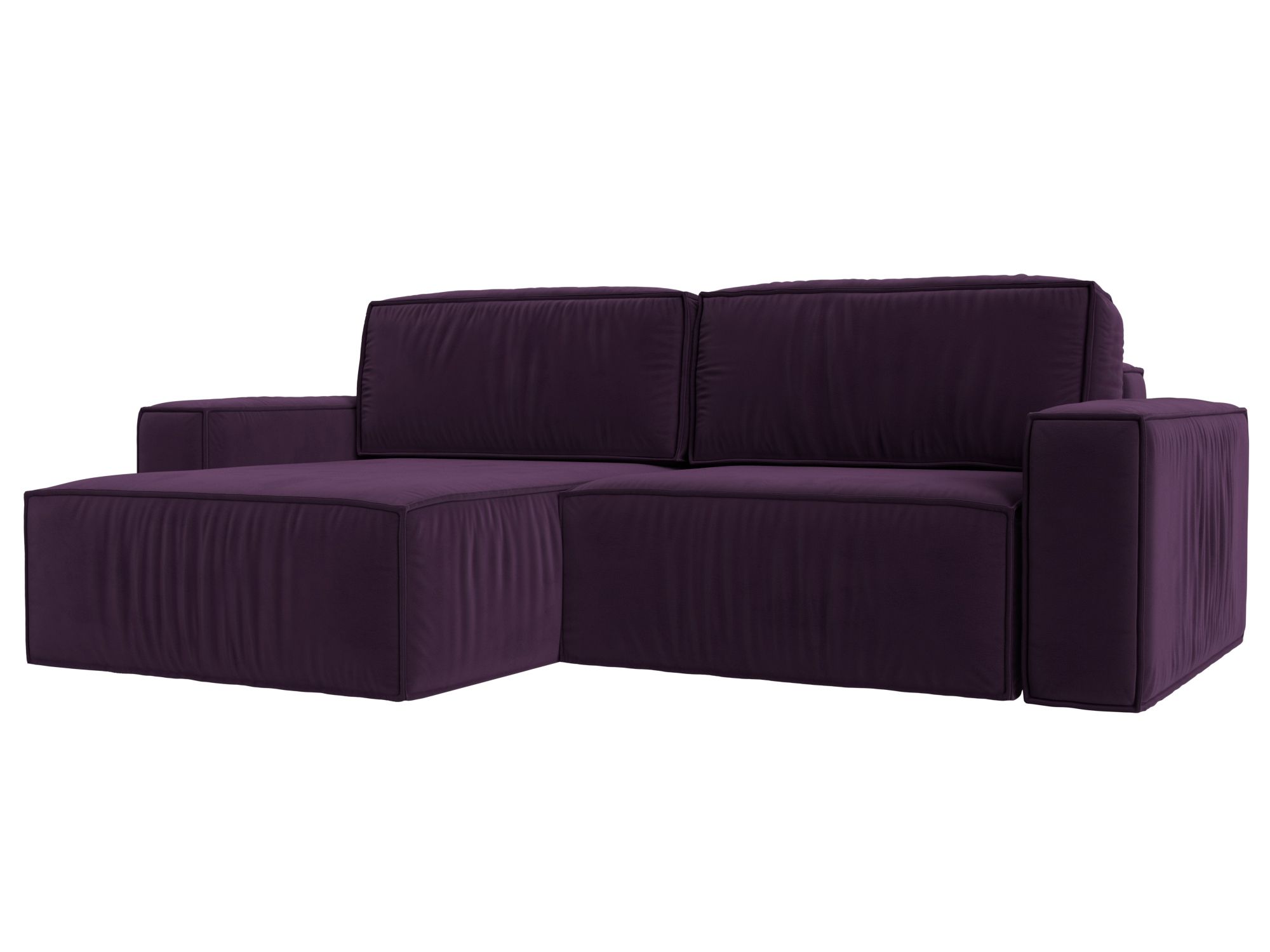 Угловой диван Прага классик левый велюр фиолетовый
