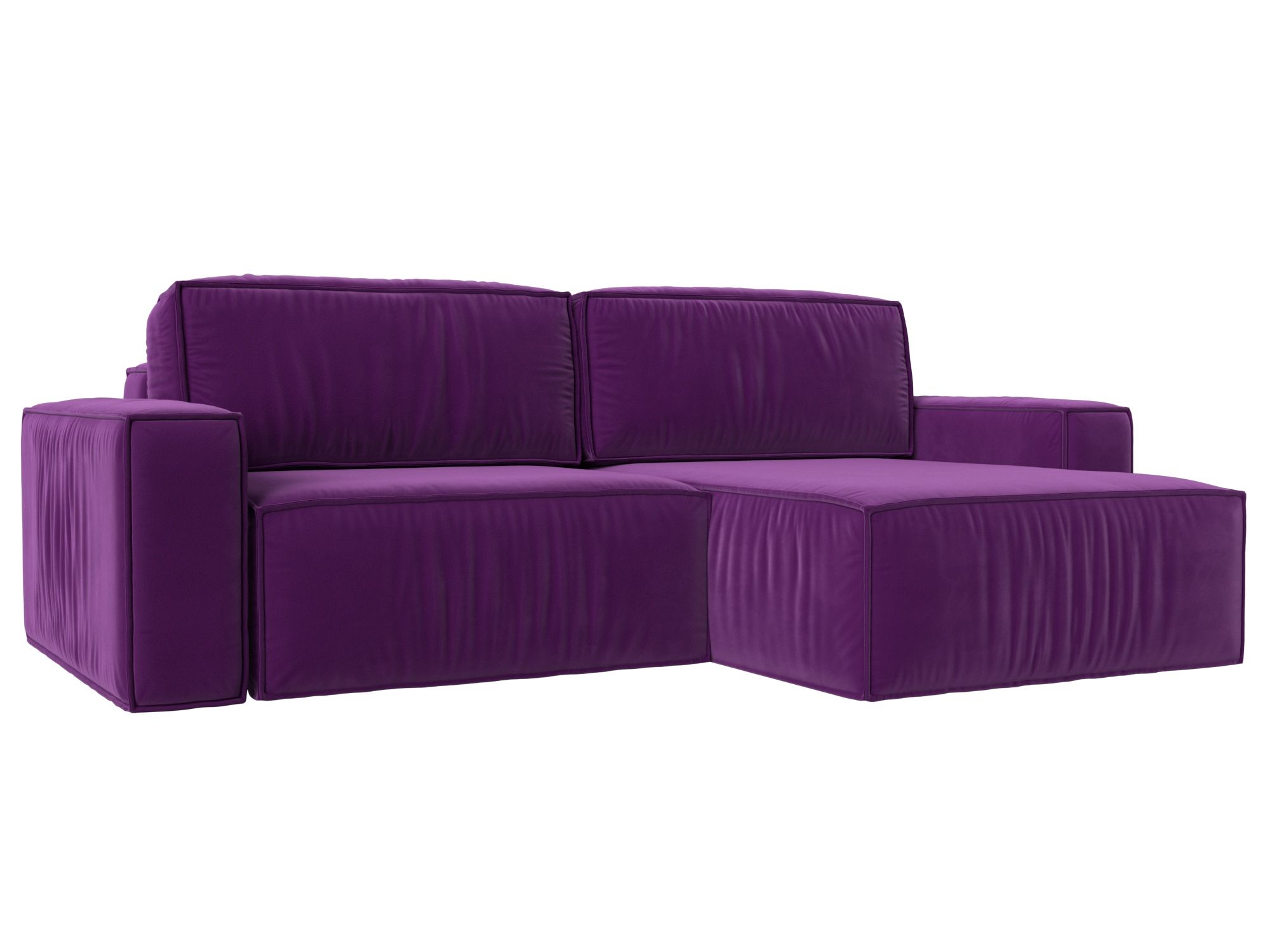 Угловой диван Прага классик правый микровельвет фиолетовый