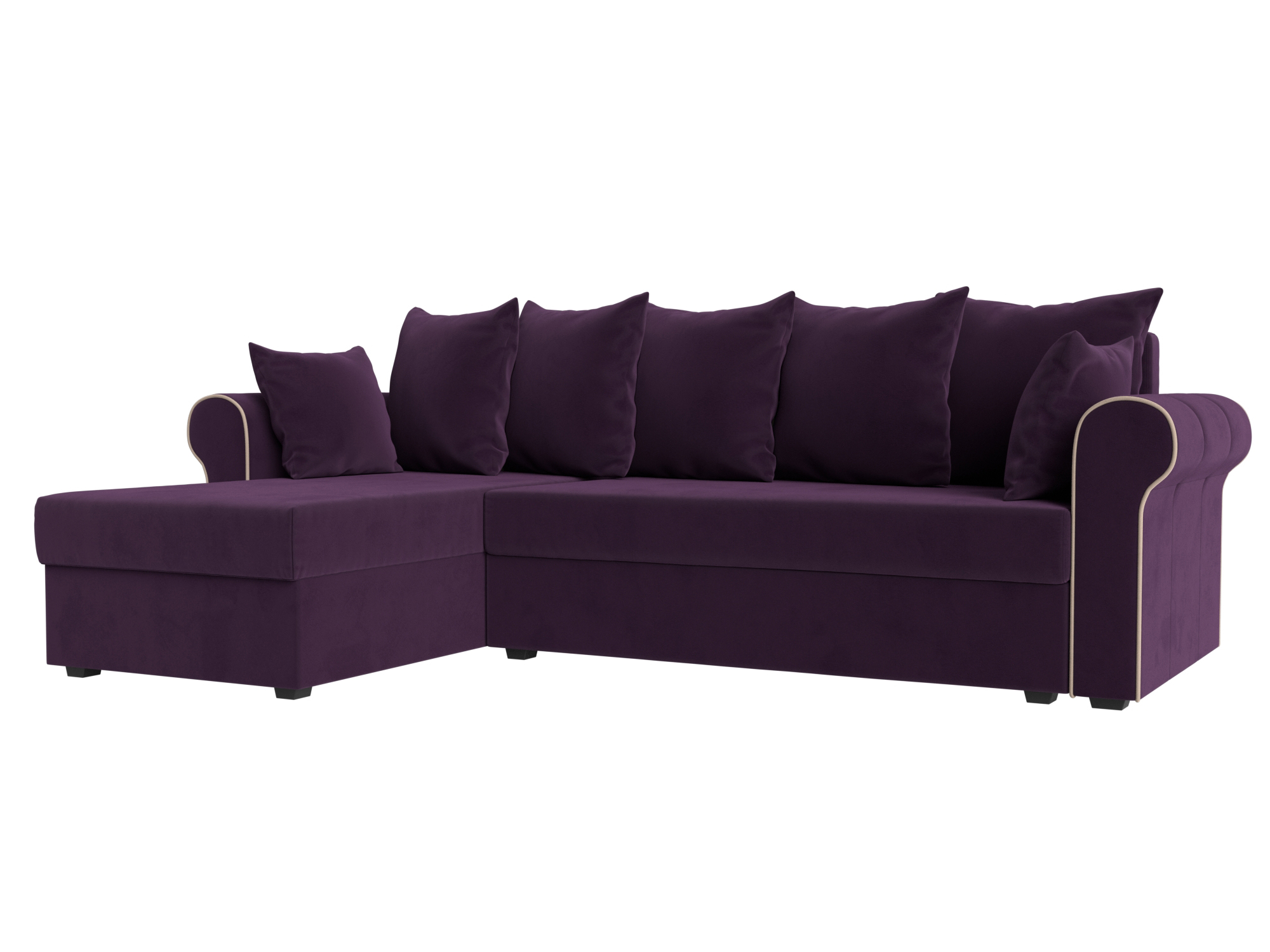 Угловой диван Рейн левый велюр фиолетовый