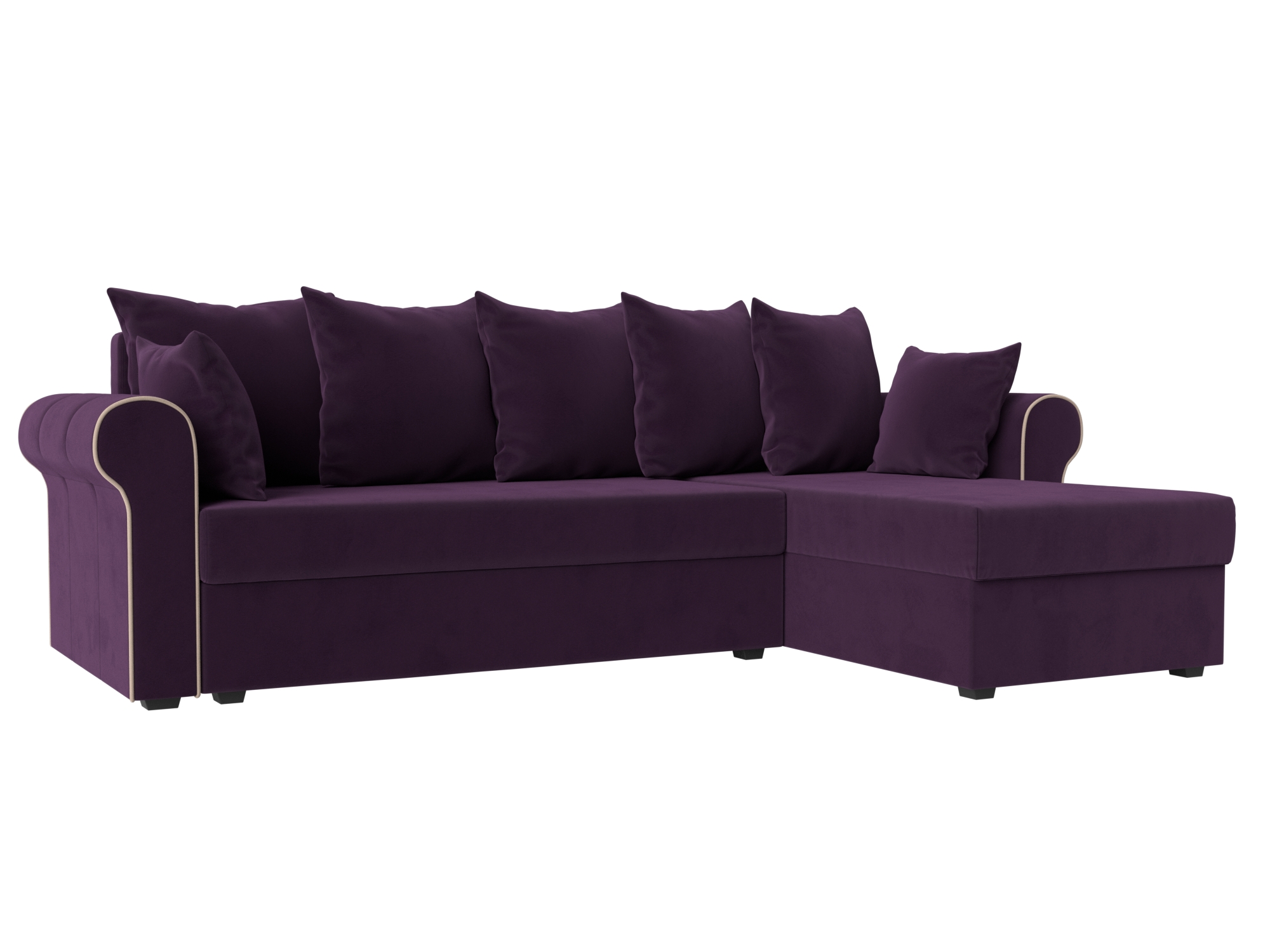 Угловой диван Рейн правый велюр фиолетовый