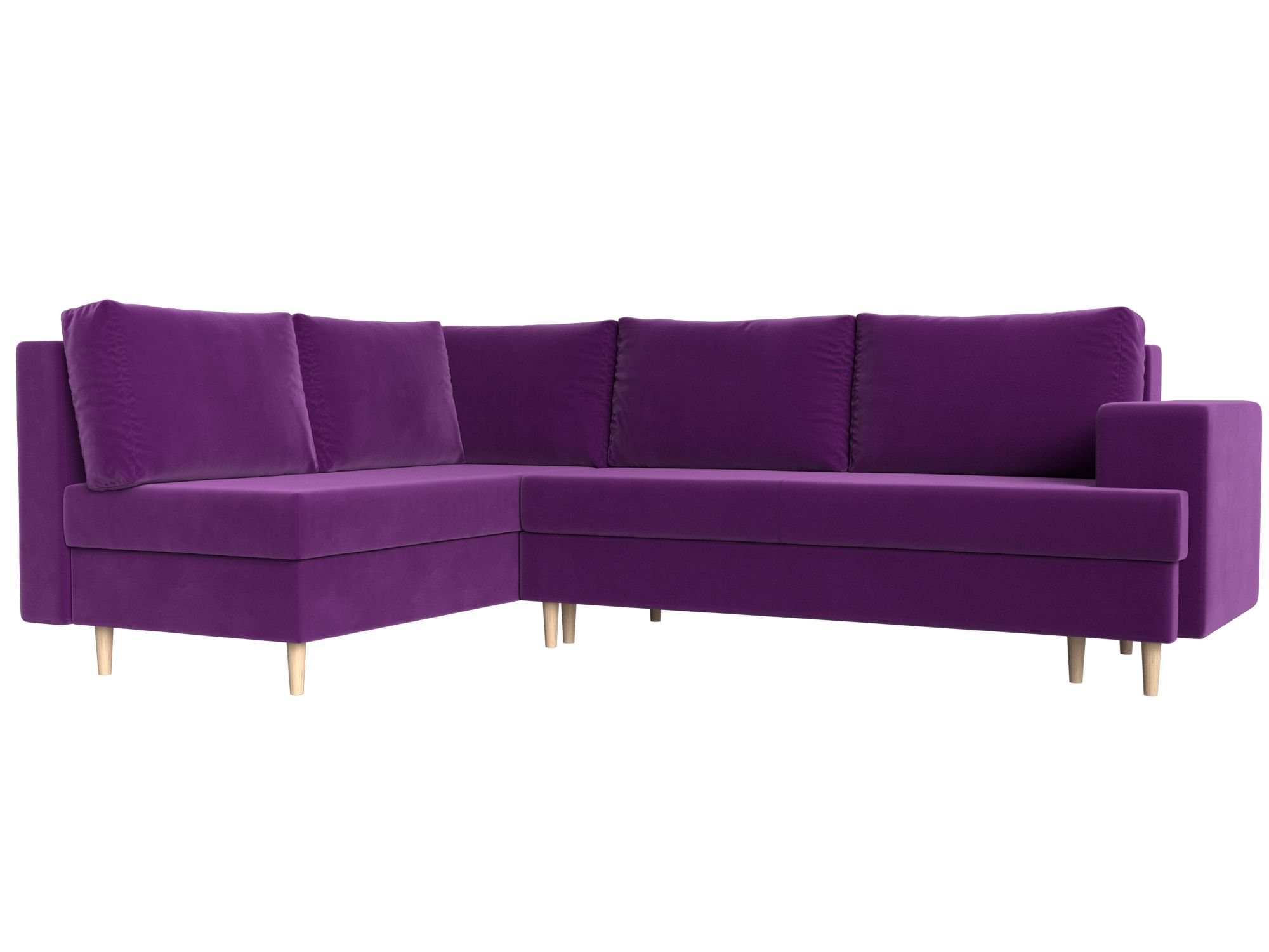 Угловой диван Сильвана левый микровельвет фиолетовый