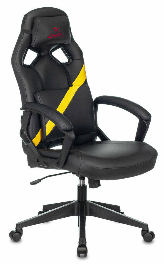 Кресло игровое ZOMBIE DRIVER, на колесиках, эко.кожа, черный/желтый/желтый [zombie driver