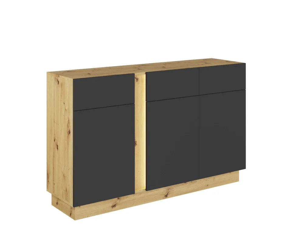 Комод деревянный НК-Мебель MODO KD-2, Артизан/Черный матовый, 150х95,3х41,1 см
