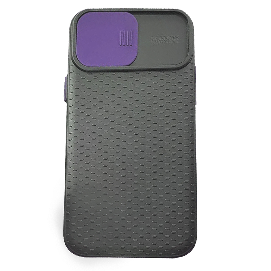 Чехол силиконовый для iPhone 11 Pro с защитой для камеры темно-серый с фиолетовым